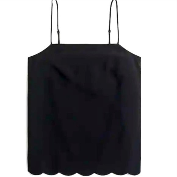 J. Crew | Tops | J Crew Black Scallop Hem Tank Womens 8 | Poshmark